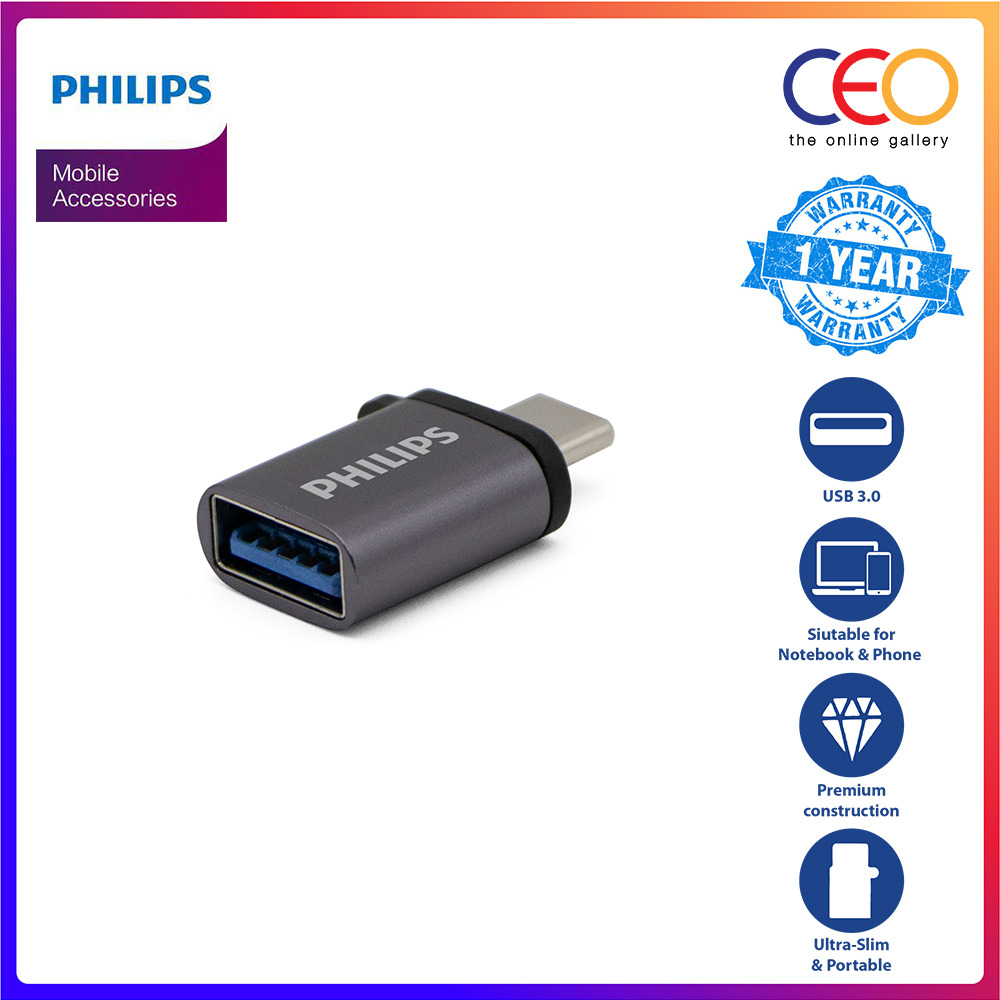 Philips USB Adapter USB-A Female to USB-C Type-C Male USB 3.0 5Gbps USB ...