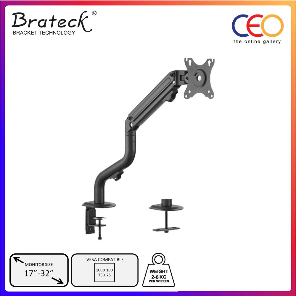Brateck Single Monitor Stand Pipe-Shaped Counterbalance Spring-Assisted ...