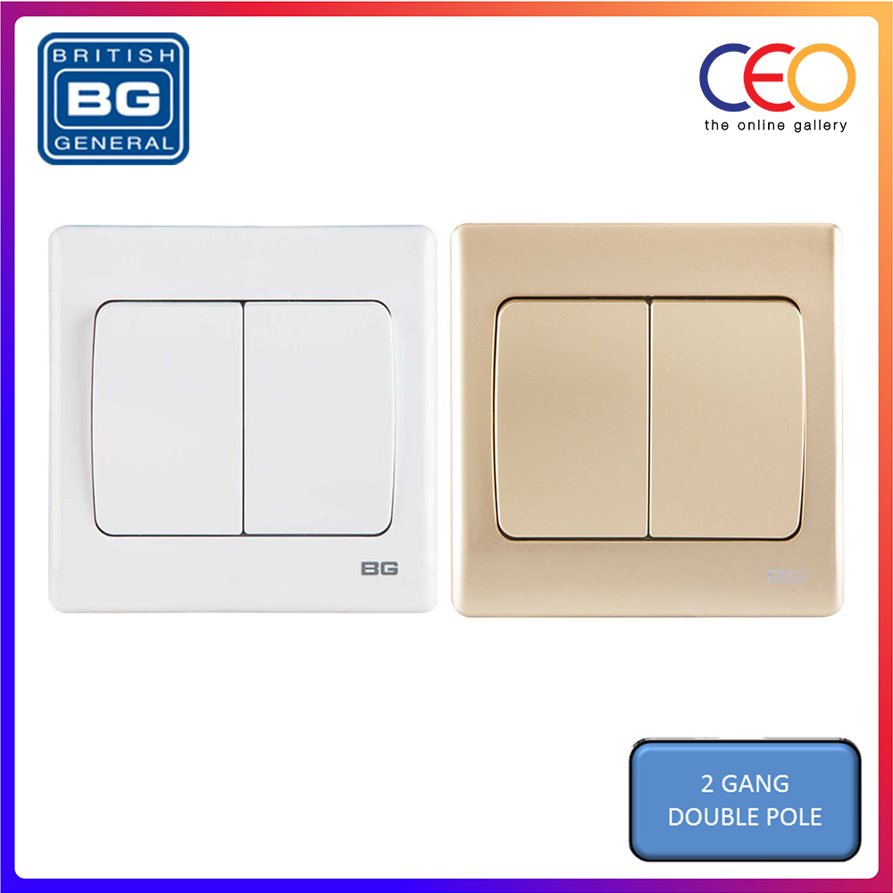 British General Moulded Neo Slimline 10A 10AX Wide Rocker Switch 2 gang ...