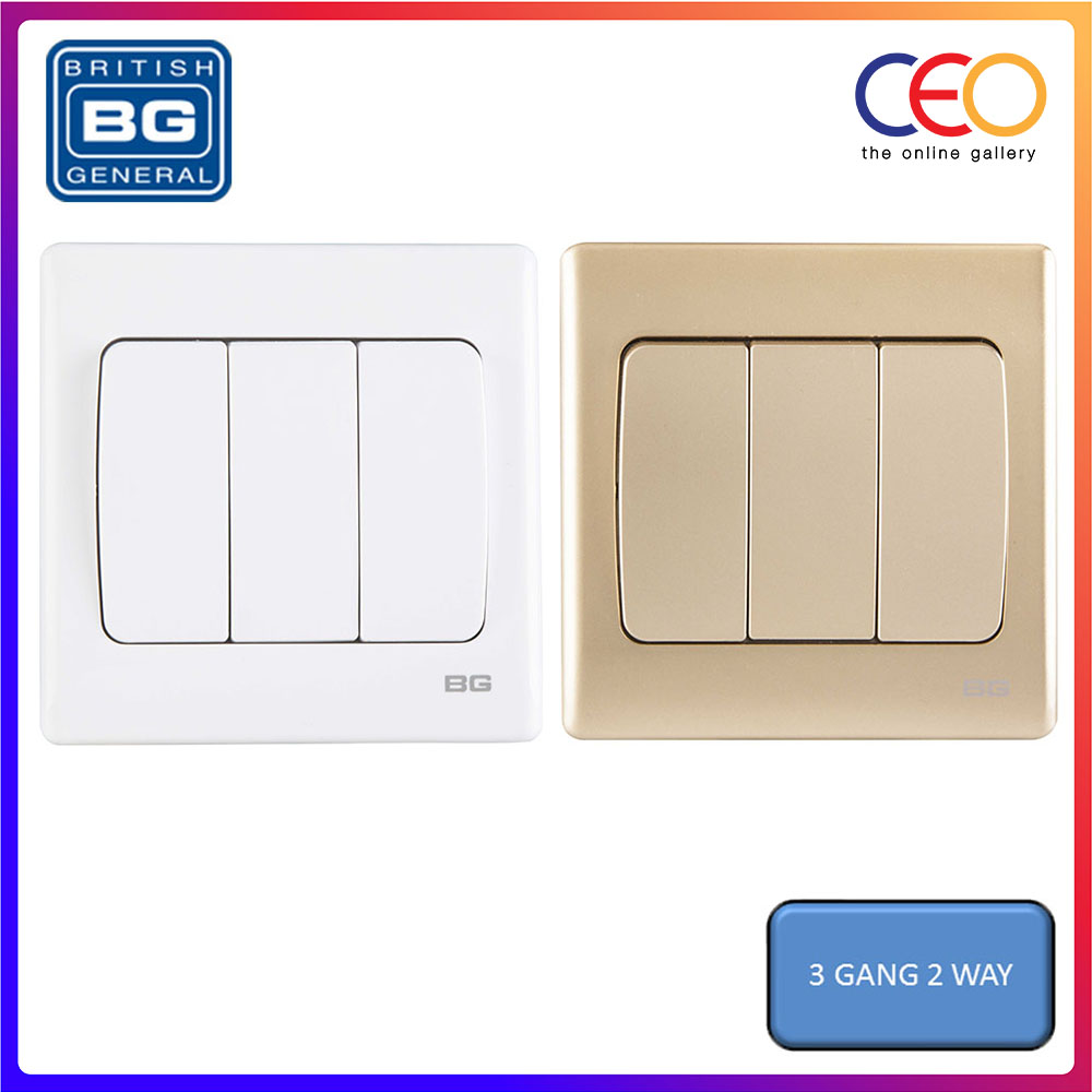 British General Moulded Neo Slimline 10A 10AX Wide Rocker Switch 3 gang ...