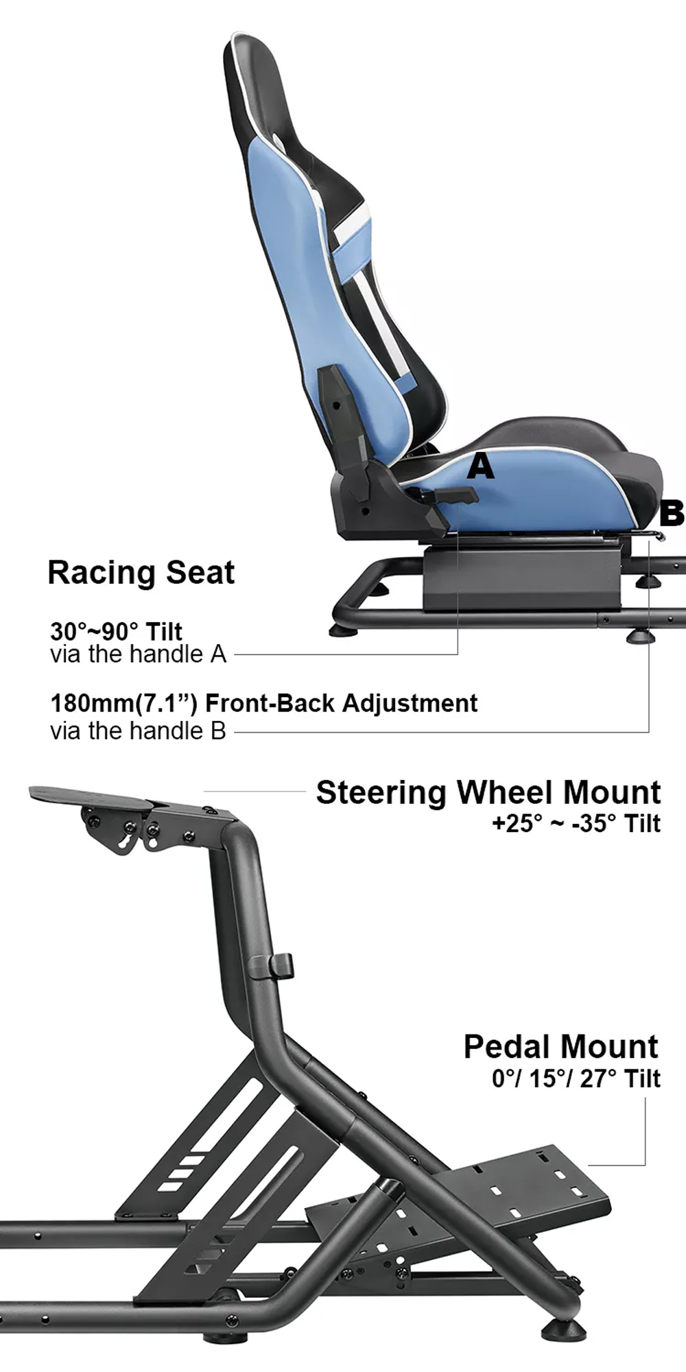 Brateck LRS09 Series Racing Simulator Gaming Cockpit Steering Wheel ...