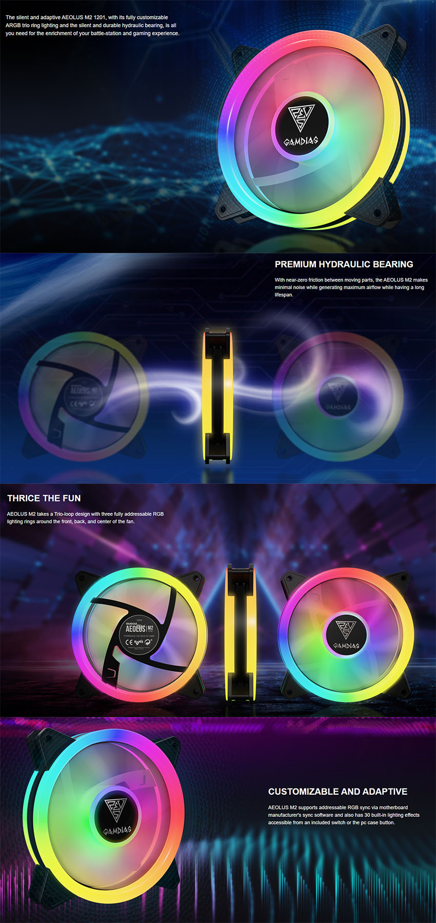 Gamdias AEOLUS M2 1201 120mm RGB Case and Radiator Single Fan