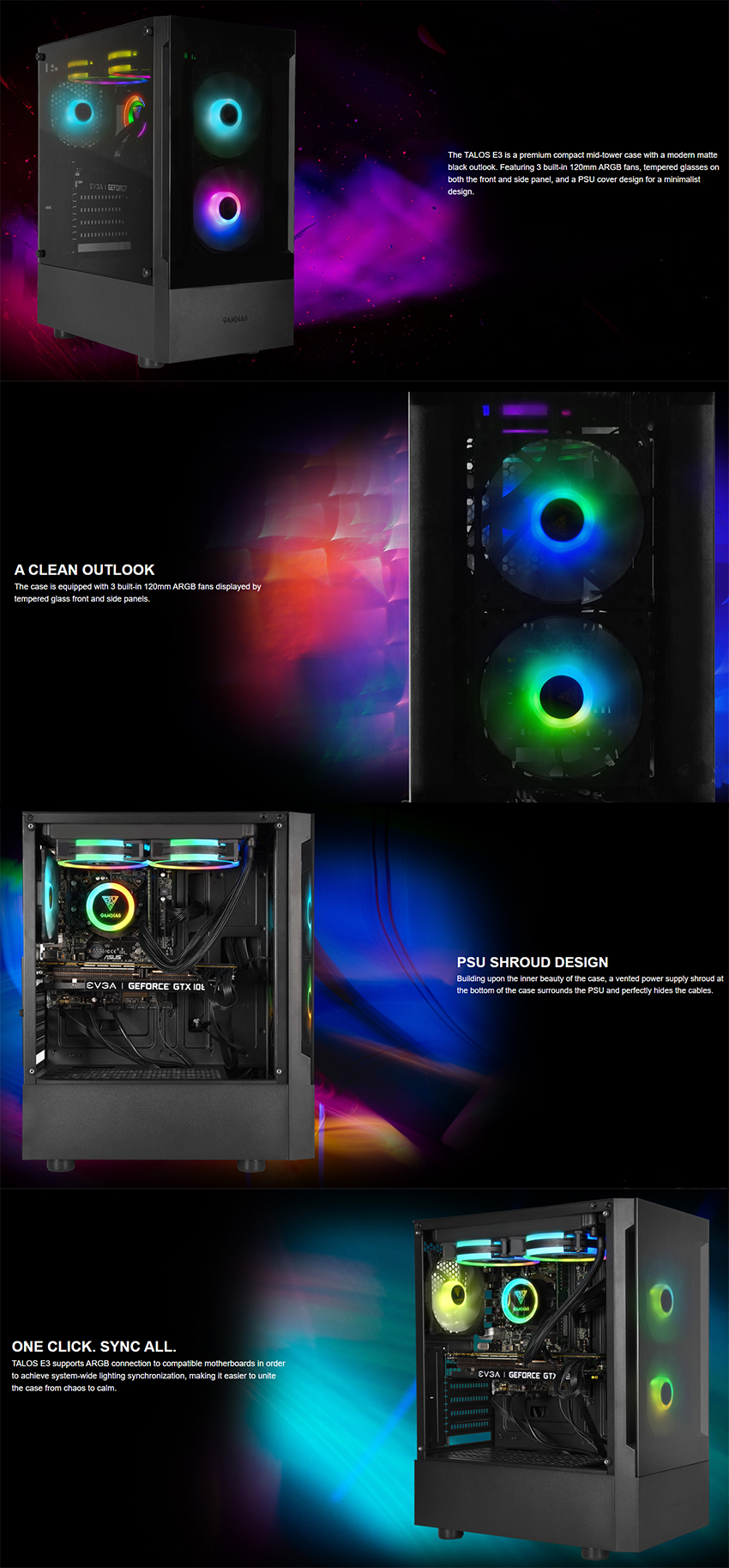 Gamdias TALOS E3 Mid Tower PC Case ATX Micro-ATX Mini-ITX Desktop ...